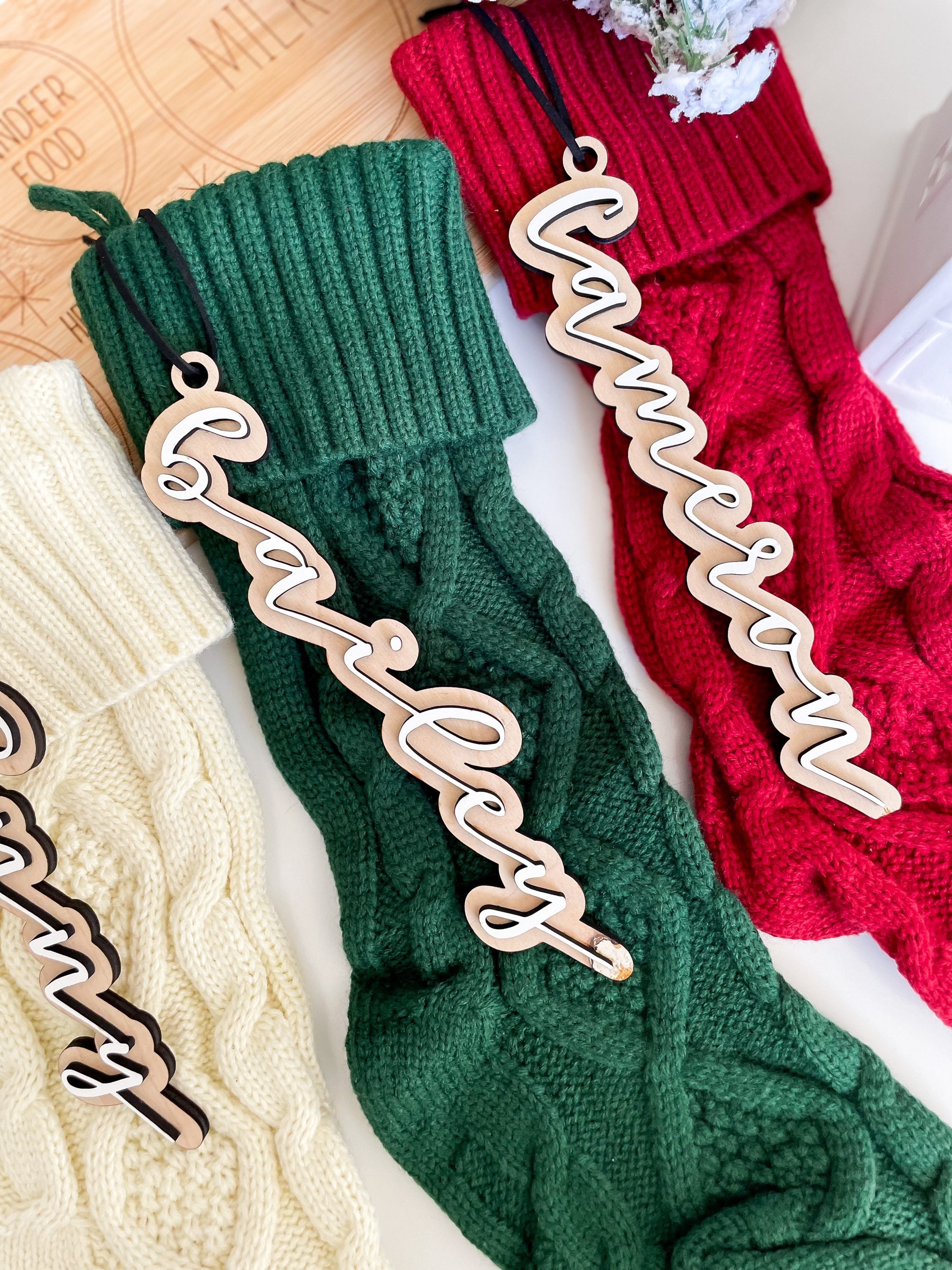 Wooden Stocking Tags Personalized Stocking Tag 3D Stocking - Etsy