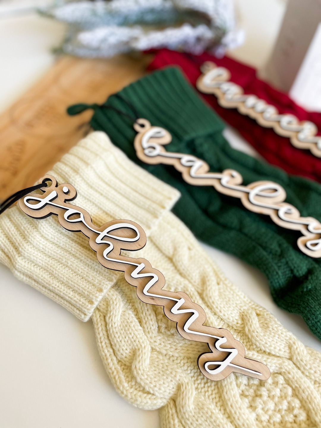 Wooden Stocking Tags Personalized Stocking Tag 3D Stocking - Etsy