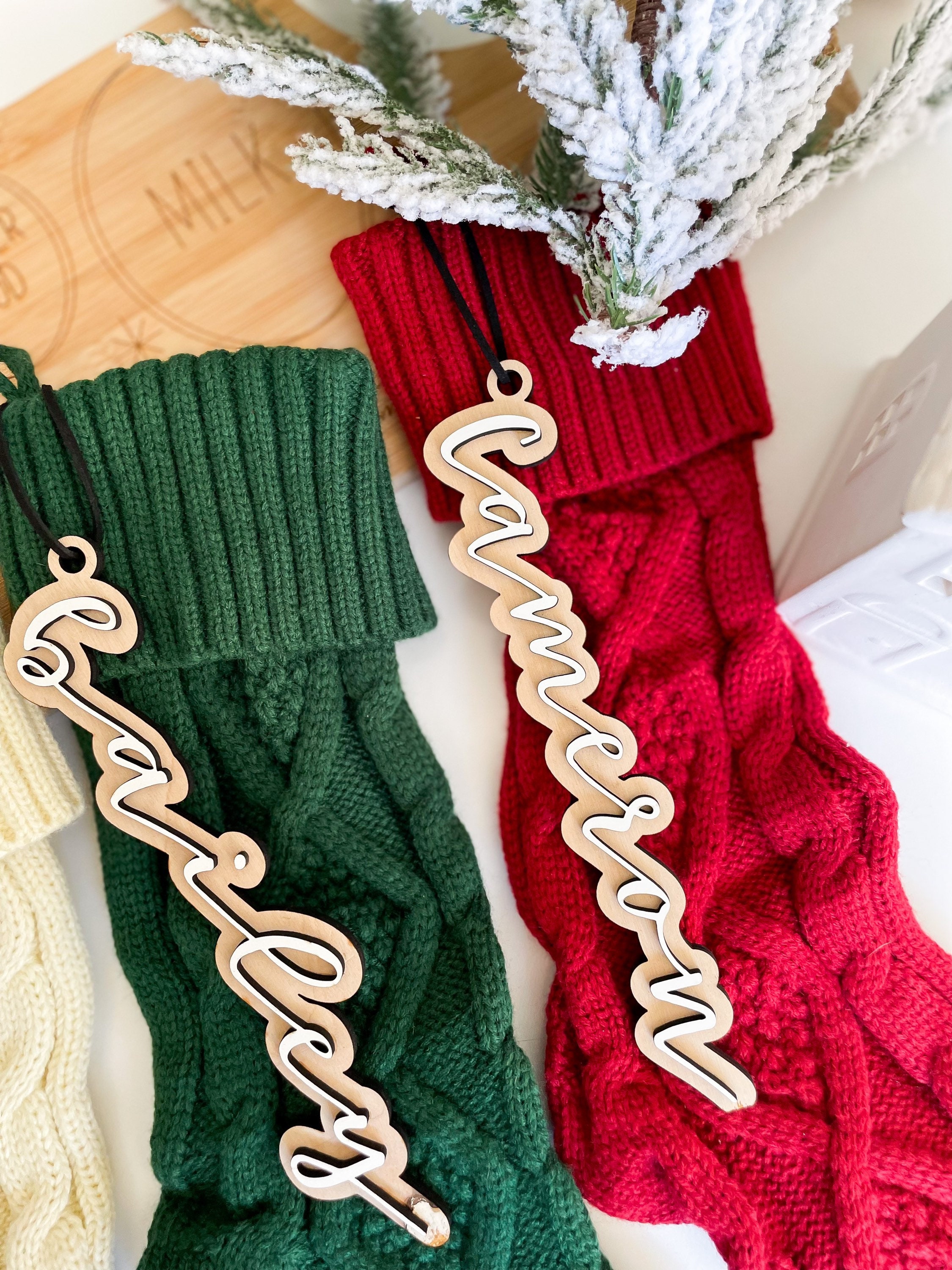 Wooden Stocking Tags Personalized Stocking Tag 3D Stocking - Etsy
