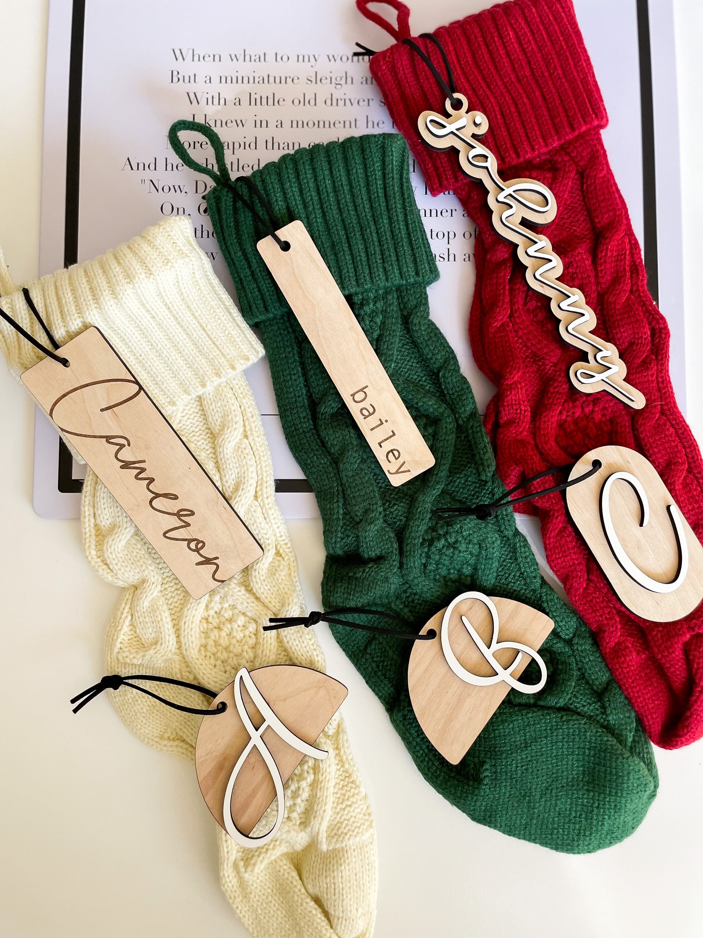 Wooden Stocking Tags Personalized Stocking Tag 3D Stocking - Etsy