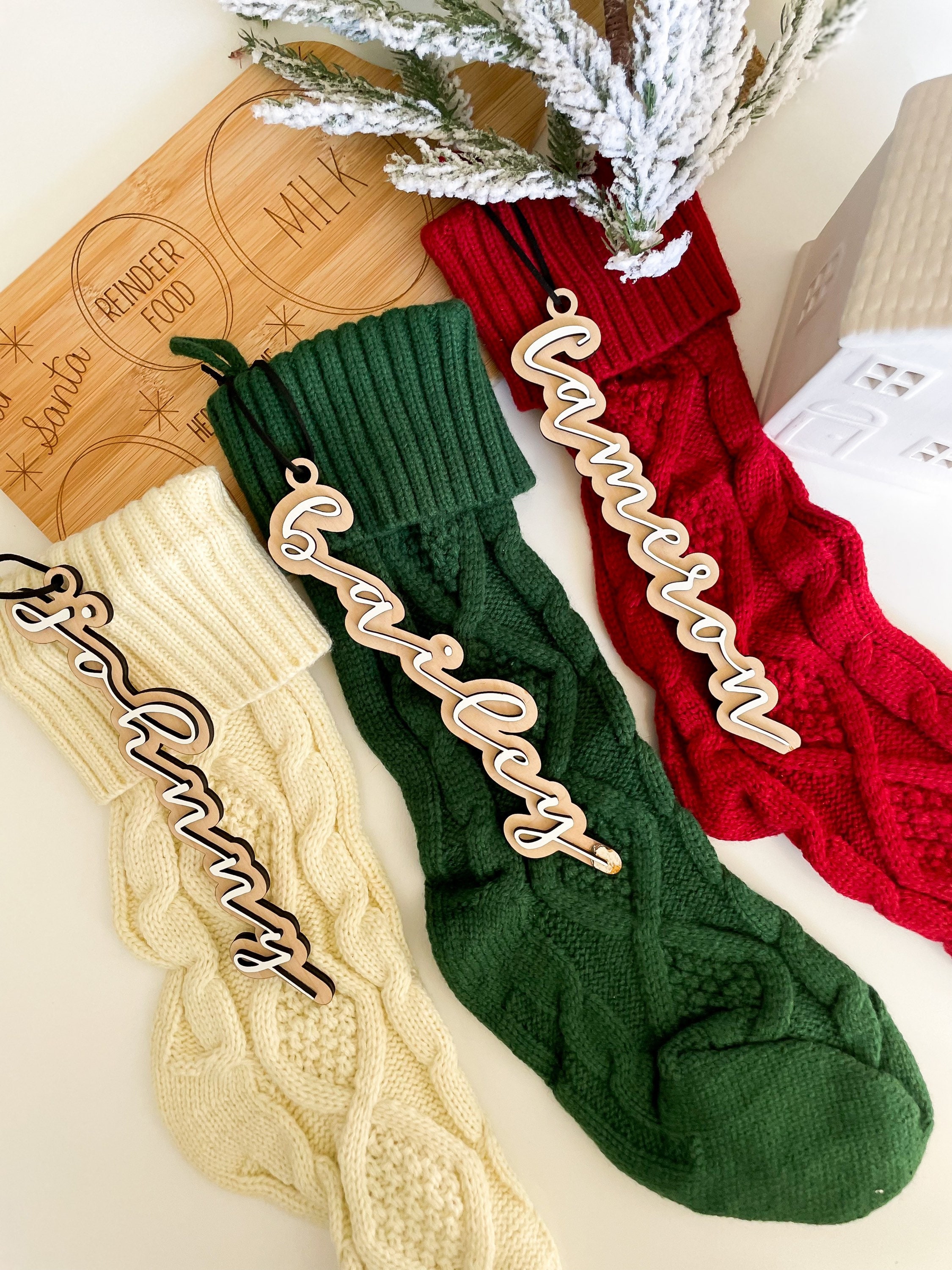 Wooden Stocking Tags Personalized Stocking Tag 3D Stocking - Etsy