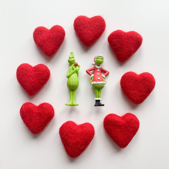 1 Red Felt Grinch Heart Grinch Decor Sensory Play Sensory - Etsy