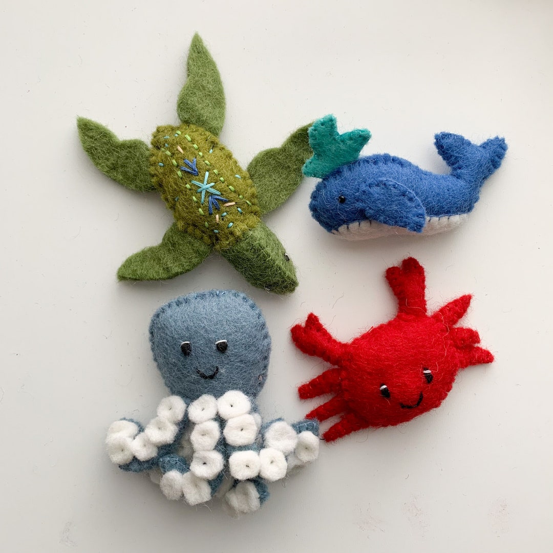 Ocean Friends Bundle of 4 | Felt Crab, Felt Octopus, Felt Turtle, Felt ...