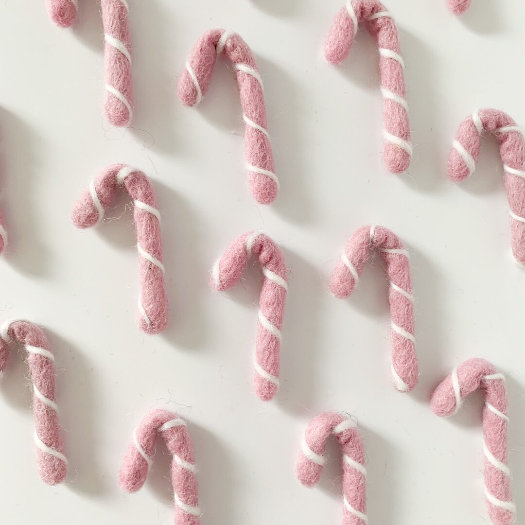 1 Pink With White Stripes Candy Cane 7cm Pink Christmas, Christmas ...