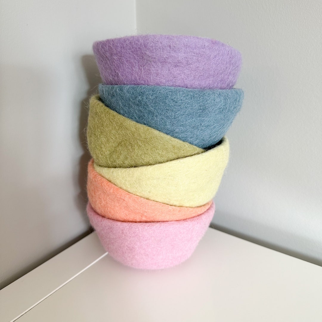Pastel Rainbow Felt Bowl Set of 6 | Color Sorting, Flisat Table ...