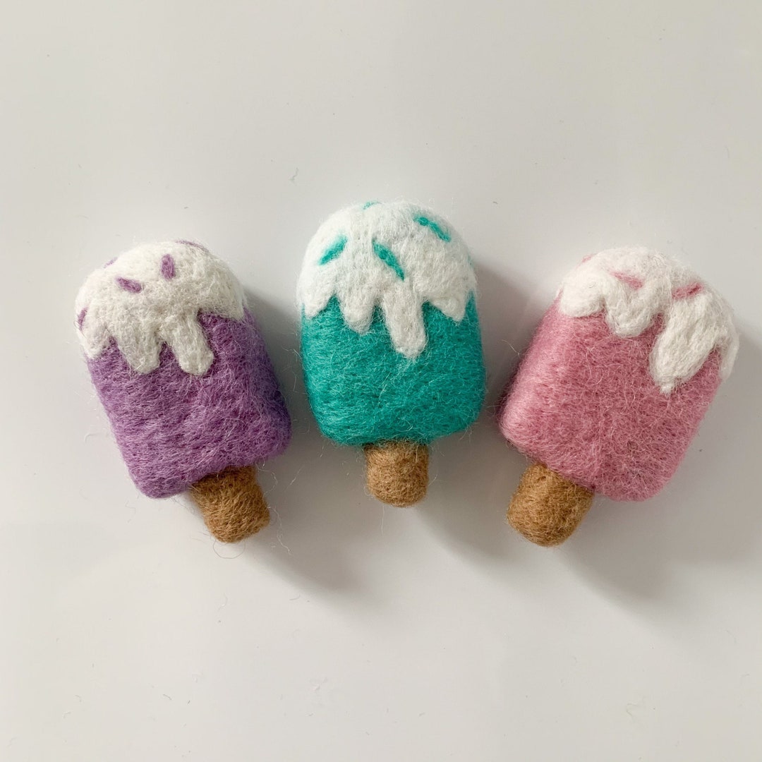 Felt Popsicle Bundle of 3 (pink, Blue, Purple) 8cm X 5cm | Needle Felt ...
