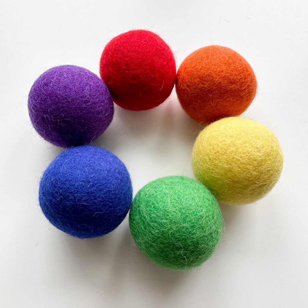 6 Extra Large Primary Rainbow Felt Balls 6cm Color - Etsy