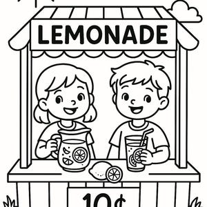 Lemonade Stand Colouring Sheets Set of 5 | Preschool, Montessori ...