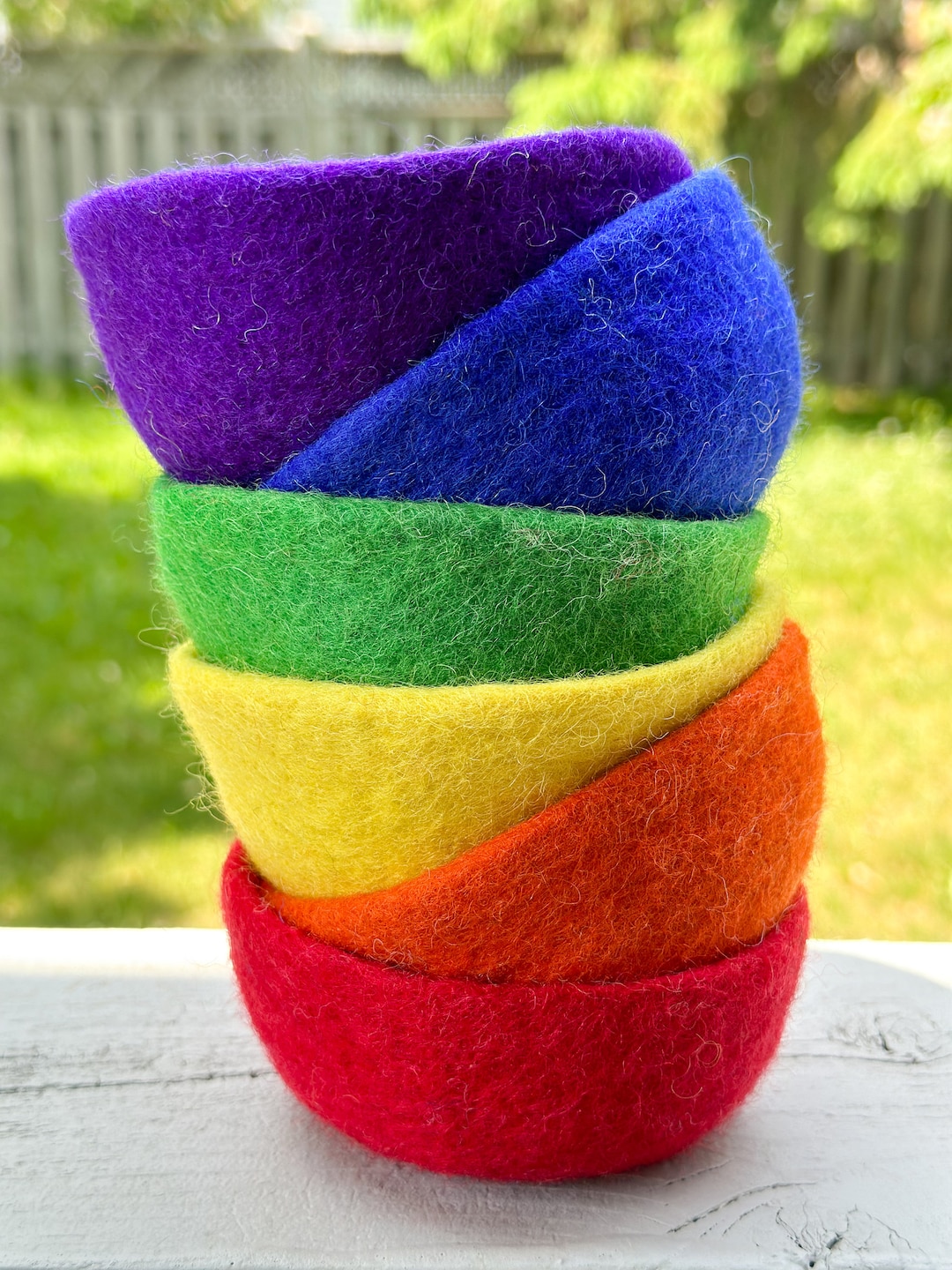 Primary Rainbow Felt Bowl Set of 6 | Color Sorting, Flisat Table ...