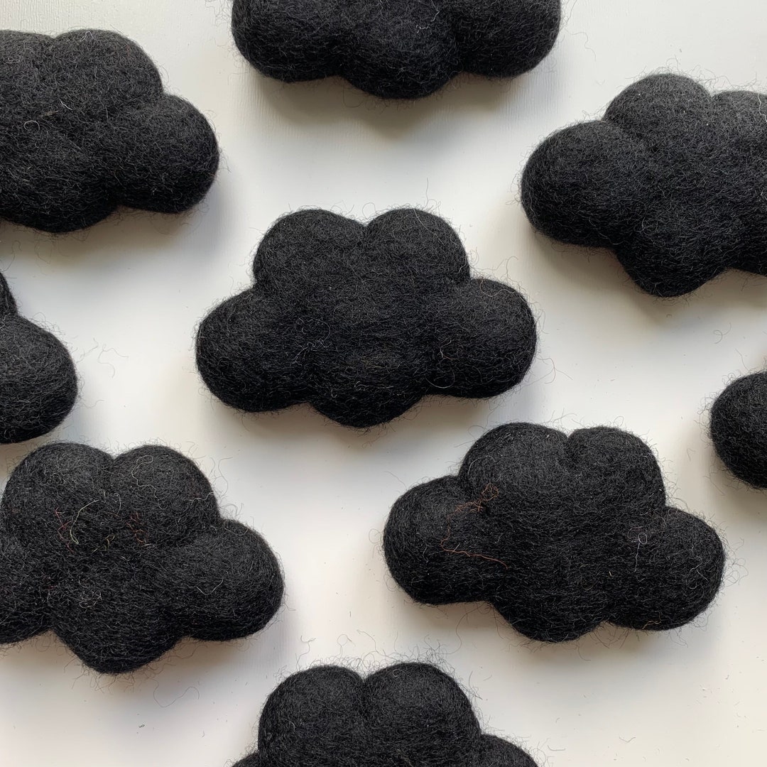 1 Felt Black Felt Cloud Cloud Garland, Felt Clouds, Cloud Decor, Cloud Mobile, Sensory Play ...