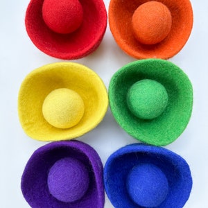 Primary Rainbow Felt Bowl Set of 6 | Color Sorting, Flisat Table ...