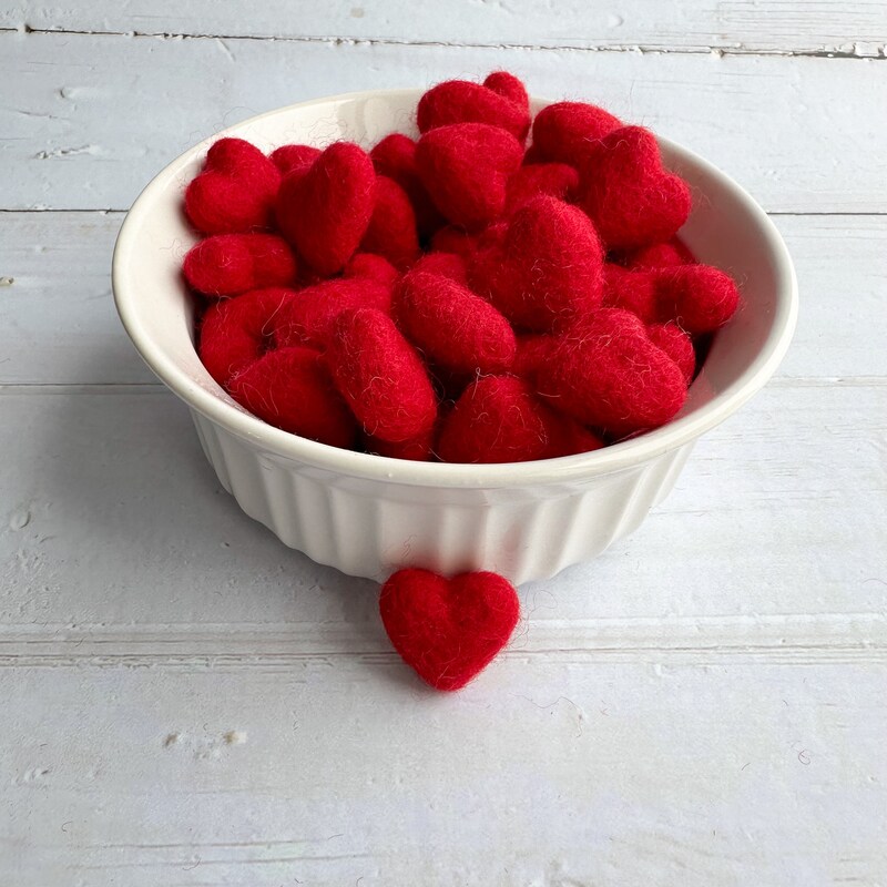 Red Felt Hearts - Etsy