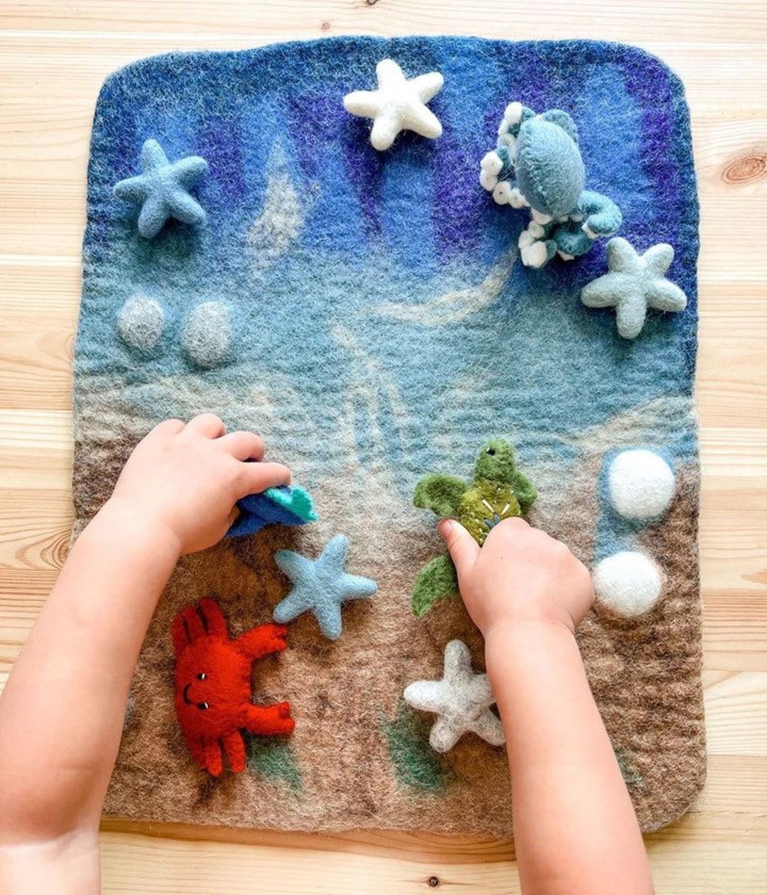 Felted Ocean Mat photography Props Sold Separately Felt Landscape Mat ...