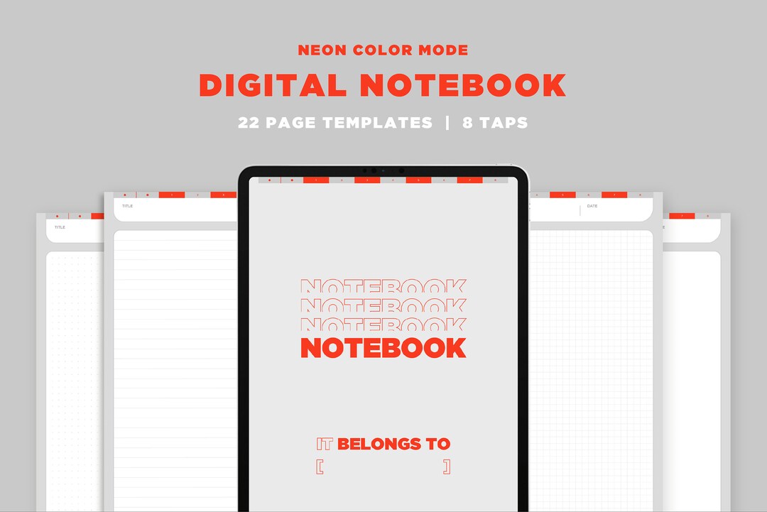 Digitales Notizbuch NEON Farbe GoodNotes & Notability Template ...
