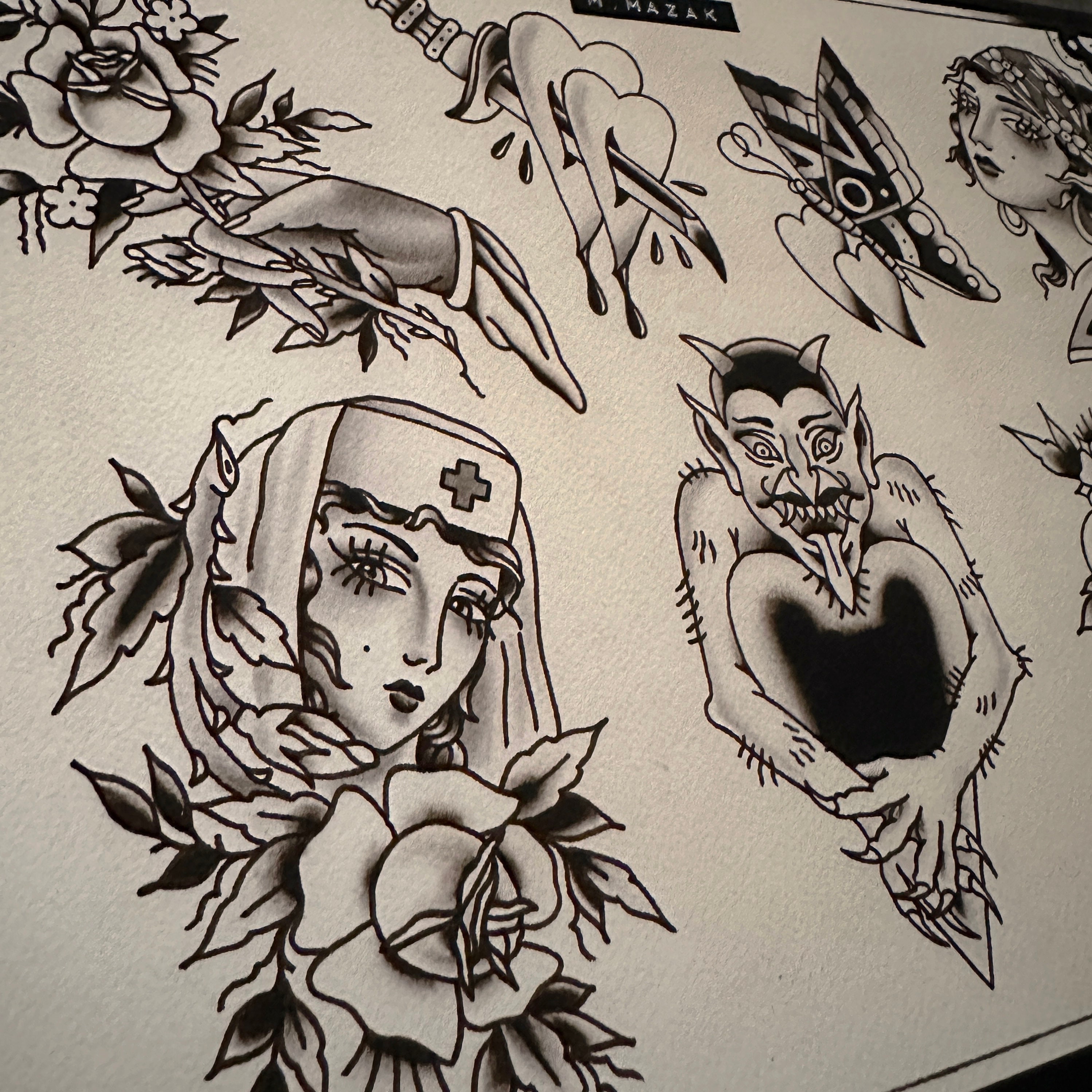 Hearts Traditional Tattoo Flash Art Print - Etsy