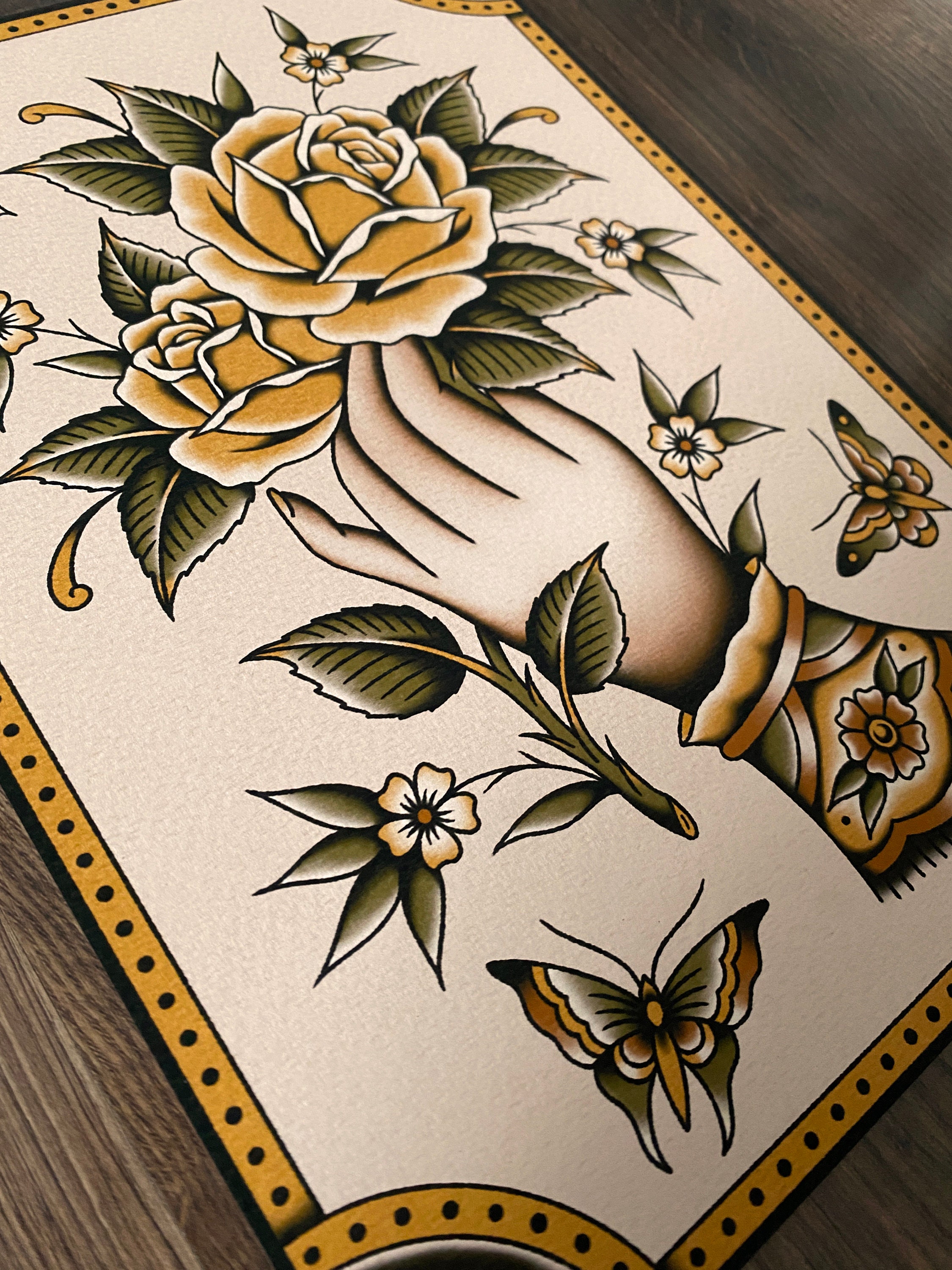 Yellow Roses Traditional Tattoo Flash Art Print - Etsy