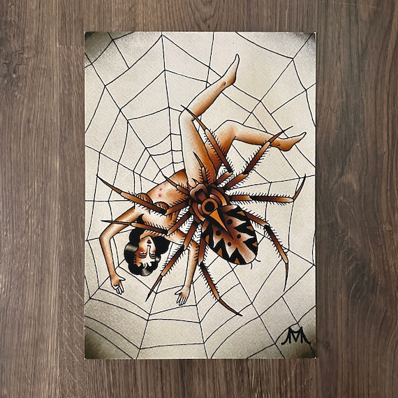 Traditional spider web tattoo flash | Orangetattooshop.com