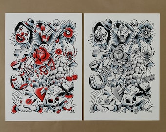 Sacred Heart Traditional Tattoo Flash Art Print - Etsy