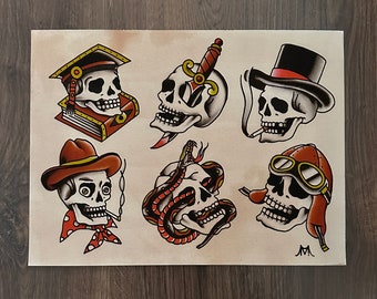 Traditional Skull And Dagger Flash