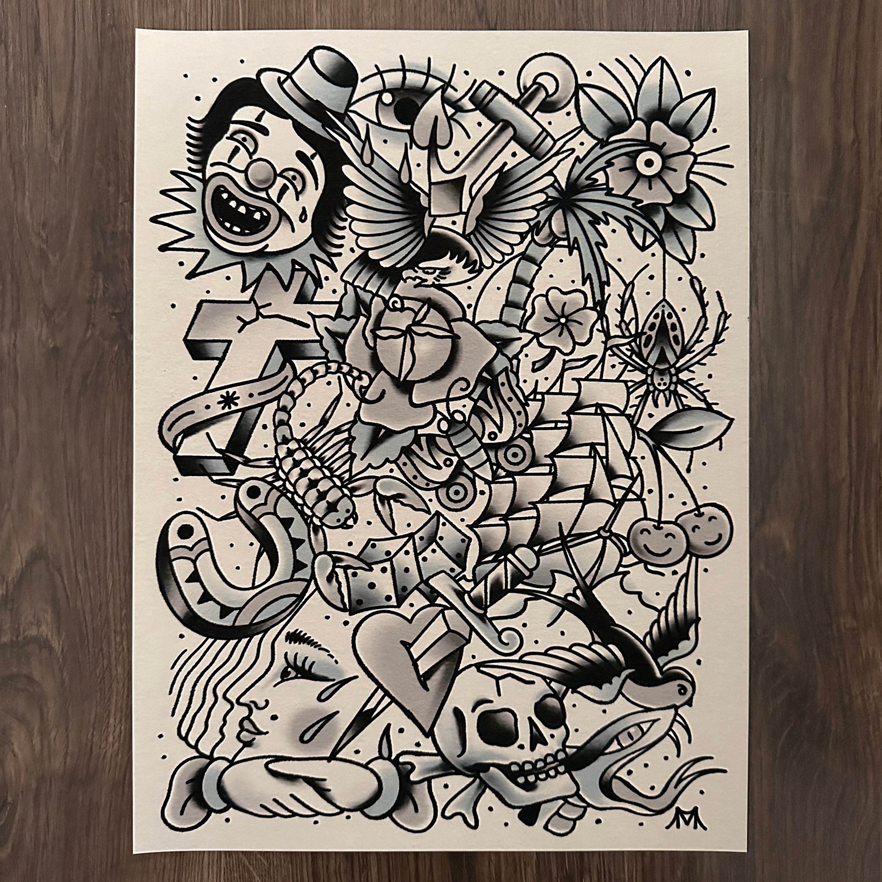 Dense Tattoo Flash Art Print - Etsy