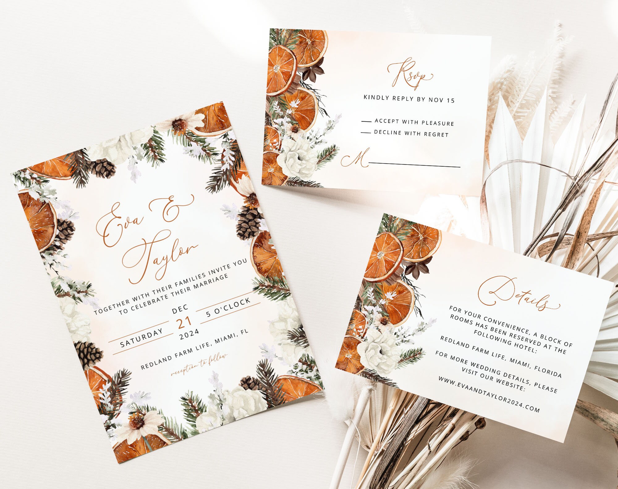 EVA Winter Wedding Invitation Template, Christmas Wedding Invite ...
