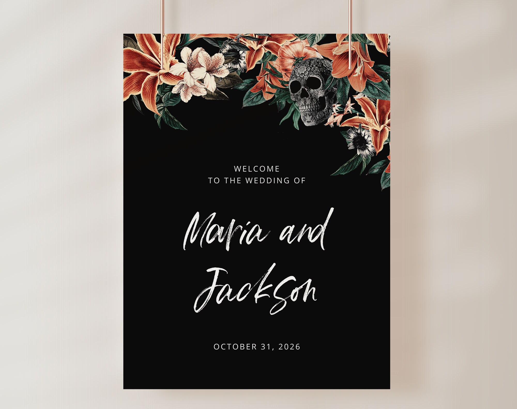 MARIA Gothic Welcome Sign Template Skull Wedding Welcome - Etsy