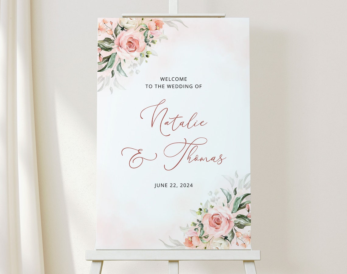 NATALIE Welcome Sign Template, Wedding Welcome Sign, Editable Sign ...