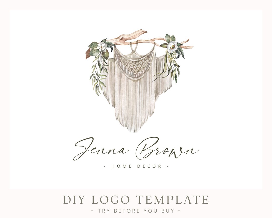 Macrame Logo Design, Handmade Logo, Crafting Logo Design, Boho Logo ...