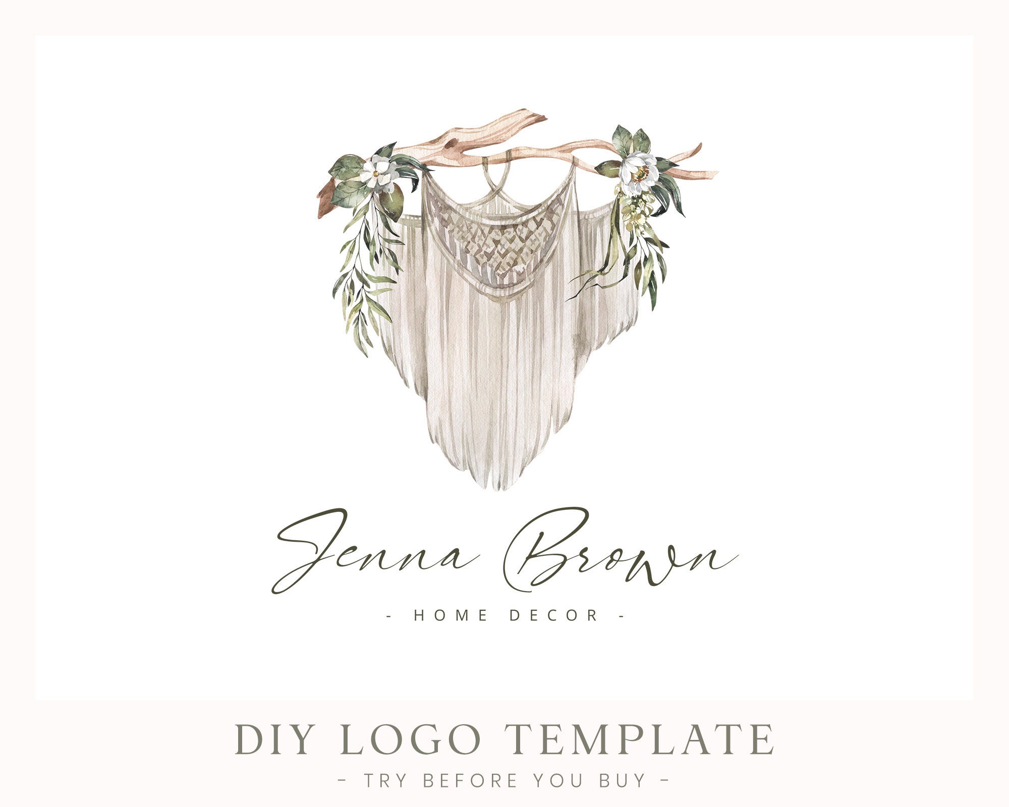 Macrame Logo Design, Handmade Logo, Crafting Logo Design, Boho Logo ...