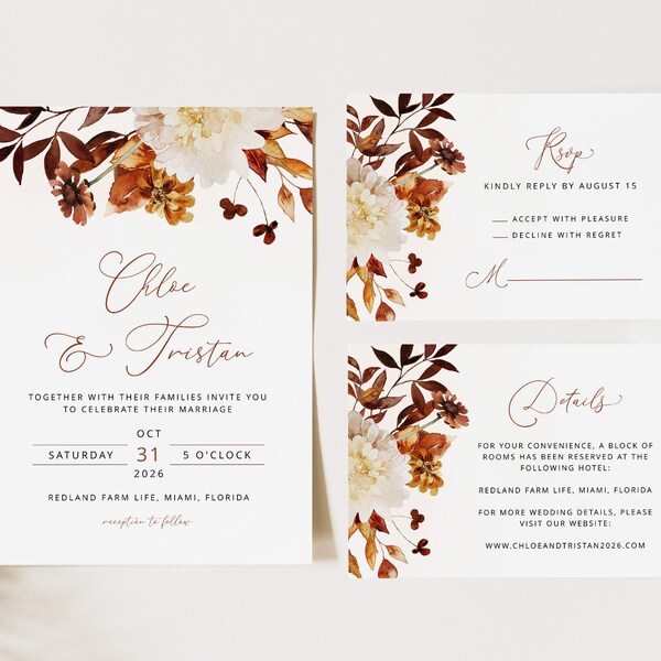 Fall Wedding Invite - Etsy