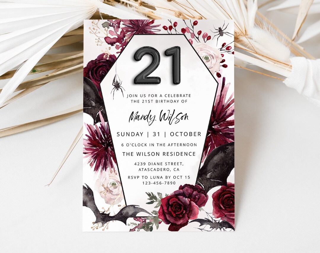 LUNA 21st Birthday Invitation Template, Halloween Birthday Invite ...