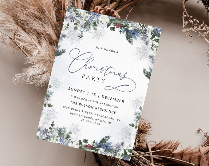 Editable Christmas Party Invitation Template Holiday Party Invite ...