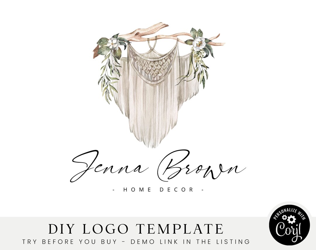 Macrame Logo Design Handmade Logo Crafting Logo Design Boho - Etsy