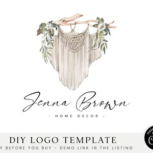 Macrame Logo Design Handmade Logo Crafting Logo Design Boho - Etsy