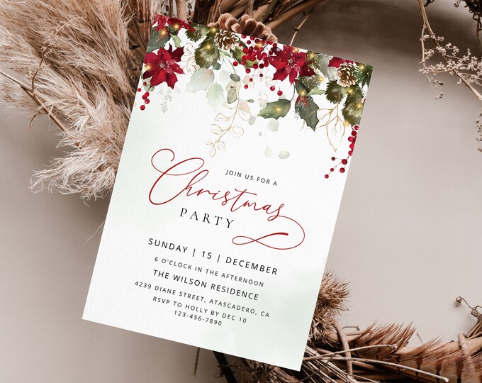 Editable Christmas Party Invitation Template Holiday Party Invite ...