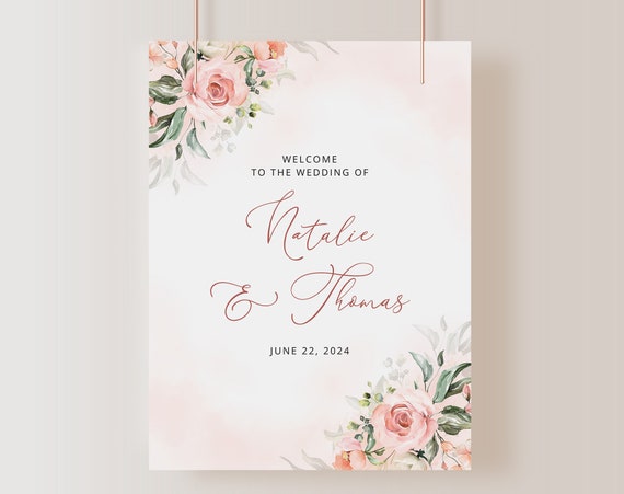 NATALIE Welcome Sign Template Wedding Welcome Sign Editable | Etsy