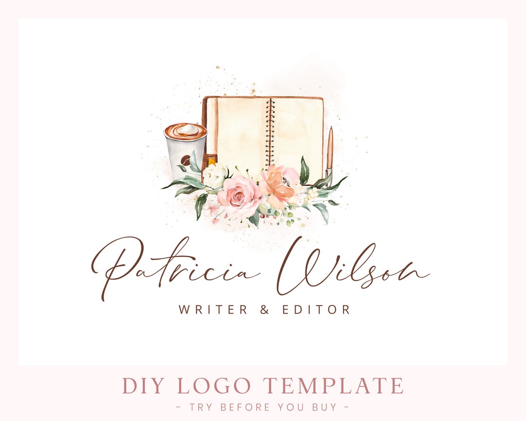 Writer Logo Design, Editable Logo Template, Editor Logo, Copywriter ...