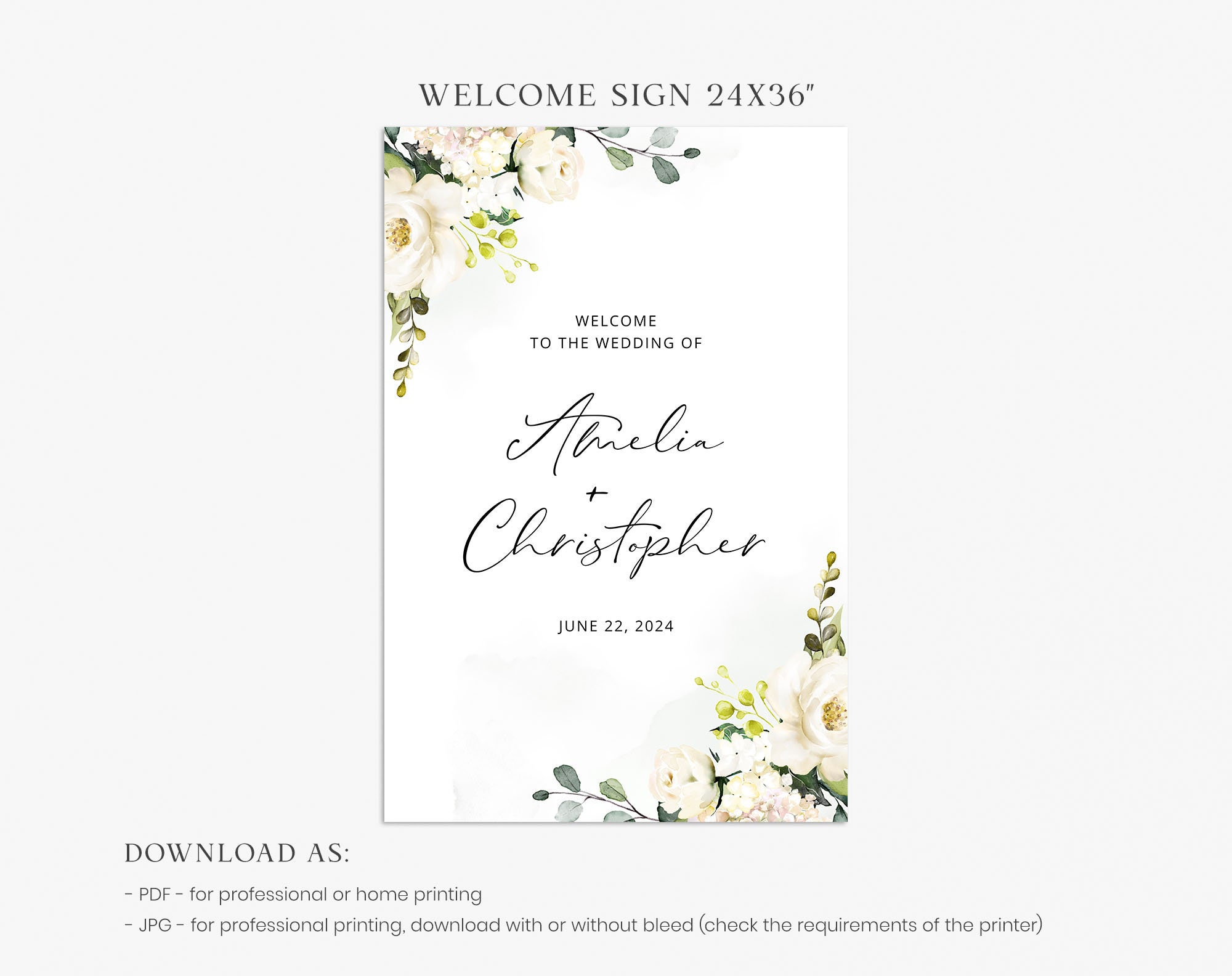 AMELIA Welcome Sign Template Wedding Welcome Sign Editable - Etsy