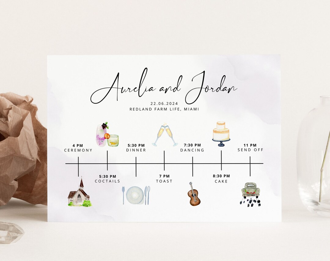 Wedding Timeline Template, Printable Wedding Timeline, Wedding Day ...