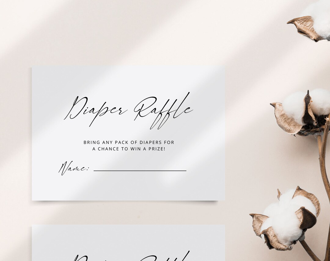 SOPHIA Diaper Raffle Card, Baby Shower Template, Minimalist Diaper ...