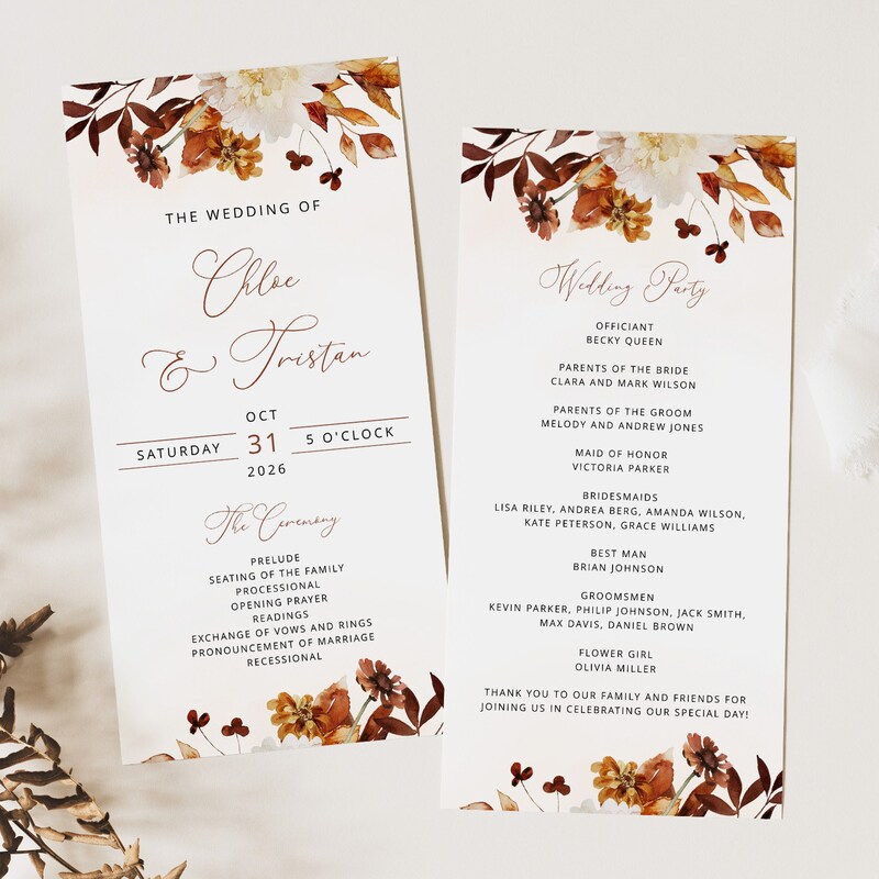 Fall Wedding Program - Etsy