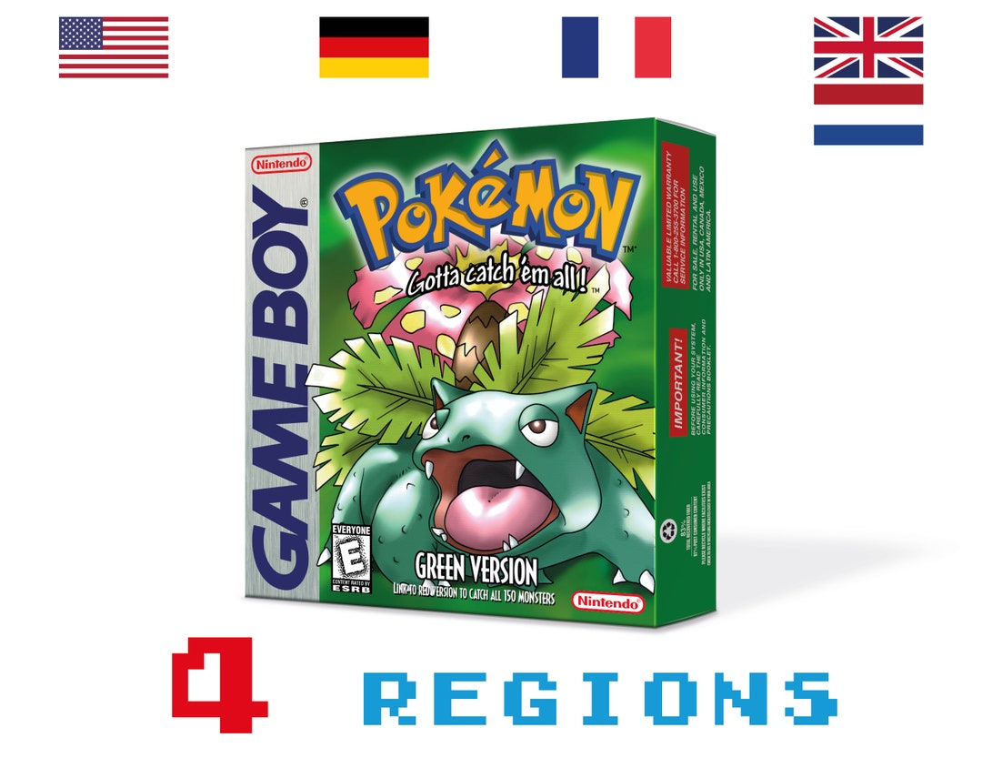 Pokemon Green Box for Game Boy Nintendo 4 Regions HQ - Etsy