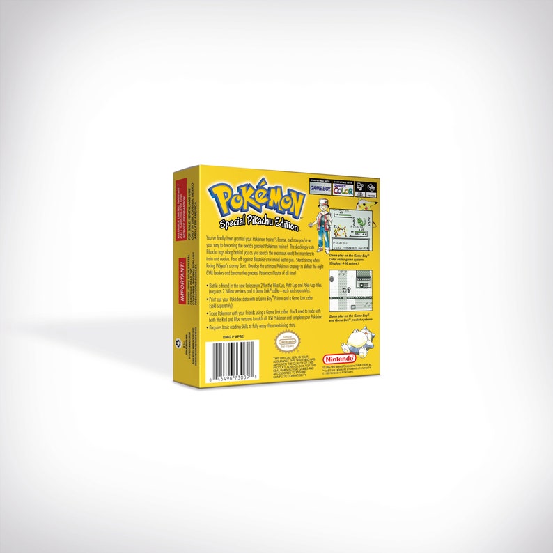 Pokemon Yellow Box for Game Boy Nintendo US Version HQ - Etsy