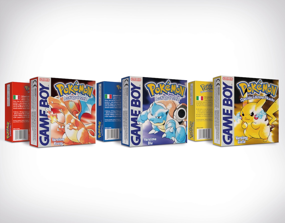 Pokemon Red Blue Yellow for Game Boy Nintendo 7 Regions HQ - Etsy