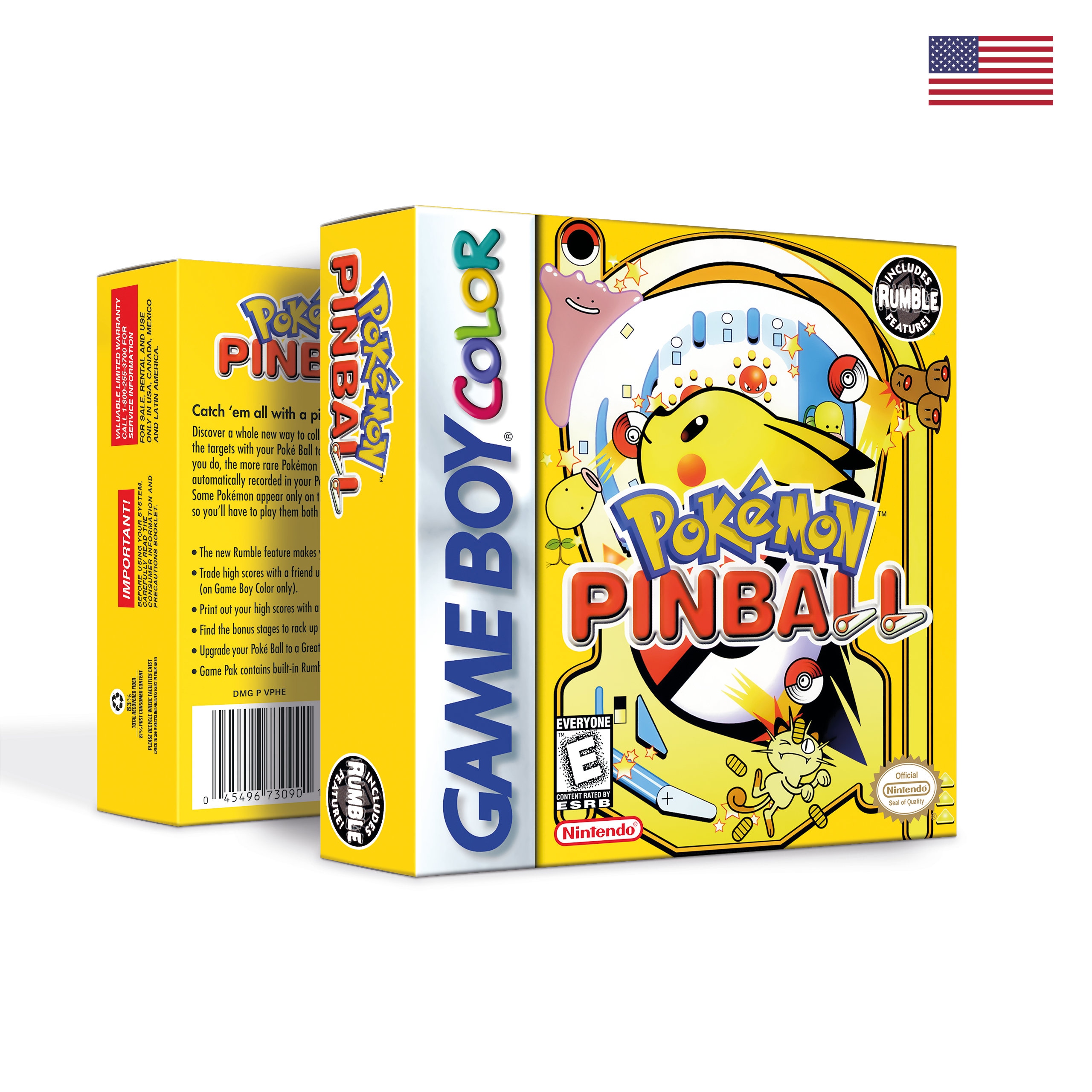 Pokemon Pinball Box for Game Boy Nintendo - 3 Regions - HQ - Inner Tray ...