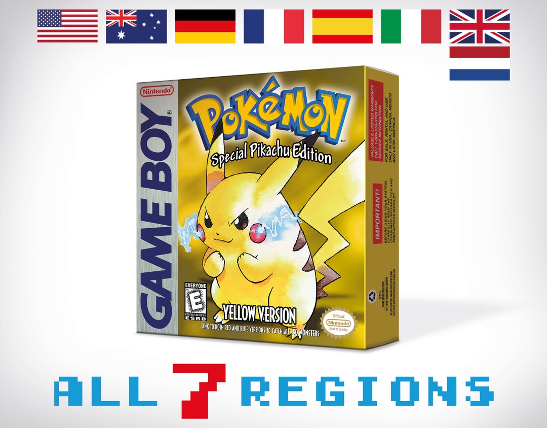 Pokemon Yellow Box for Game Boy Nintendo - 7 Regions - HQ - Inner Tray ...