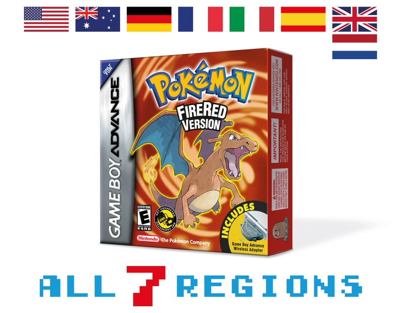 Pokemon Firered Box for Game Boy Nintendo 7 Regions HQ - Etsy