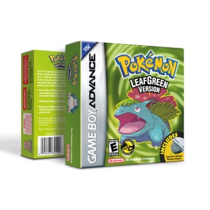 Pokemon Leafgreen Box for Game Boy Nintendo - 7 Regions - HQ - Inner ...