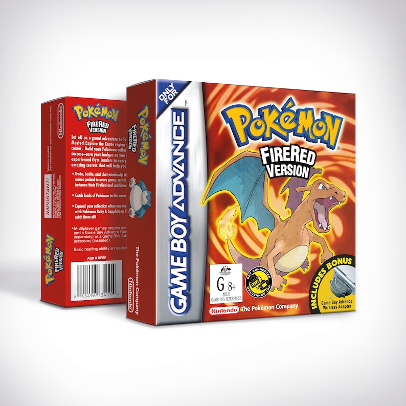 Pokemon Firered Box for Game Boy Nintendo 7 Regions HQ - Etsy