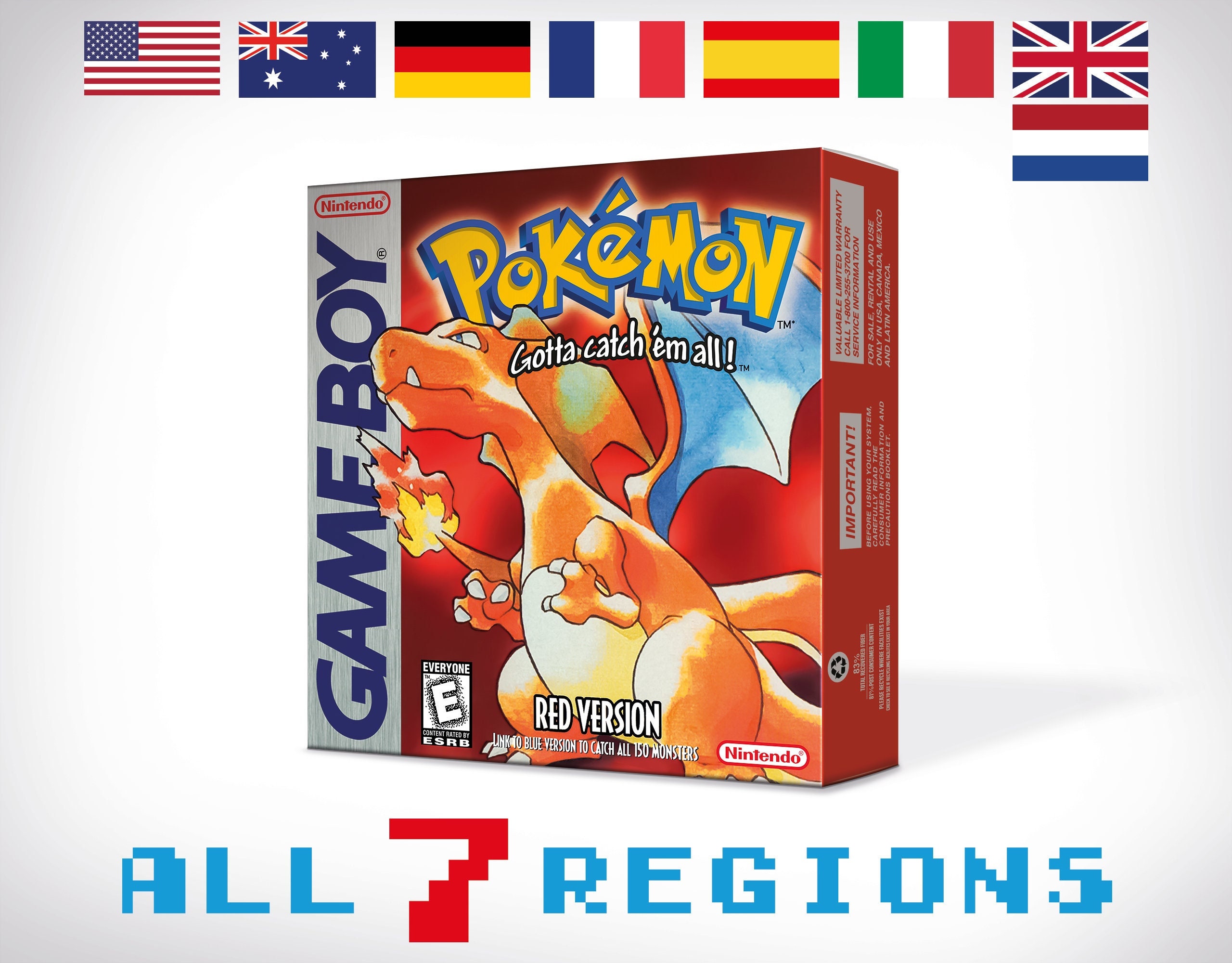 Pokemon Red Box for Game Boy Nintendo 7 Regions HQ Inner - Etsy